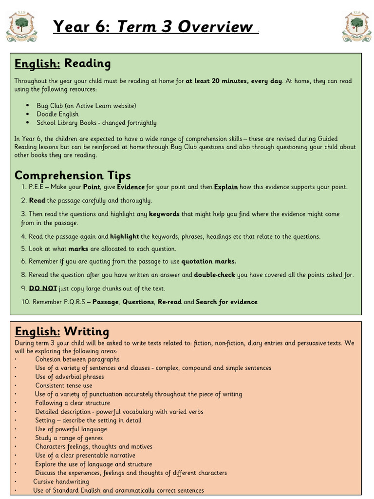 Year 6 Term 3 Curriculum Overview | PDF