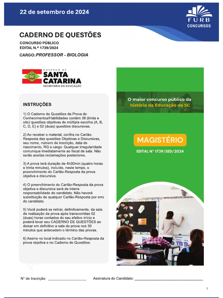 Professor Biologia SC | PDF