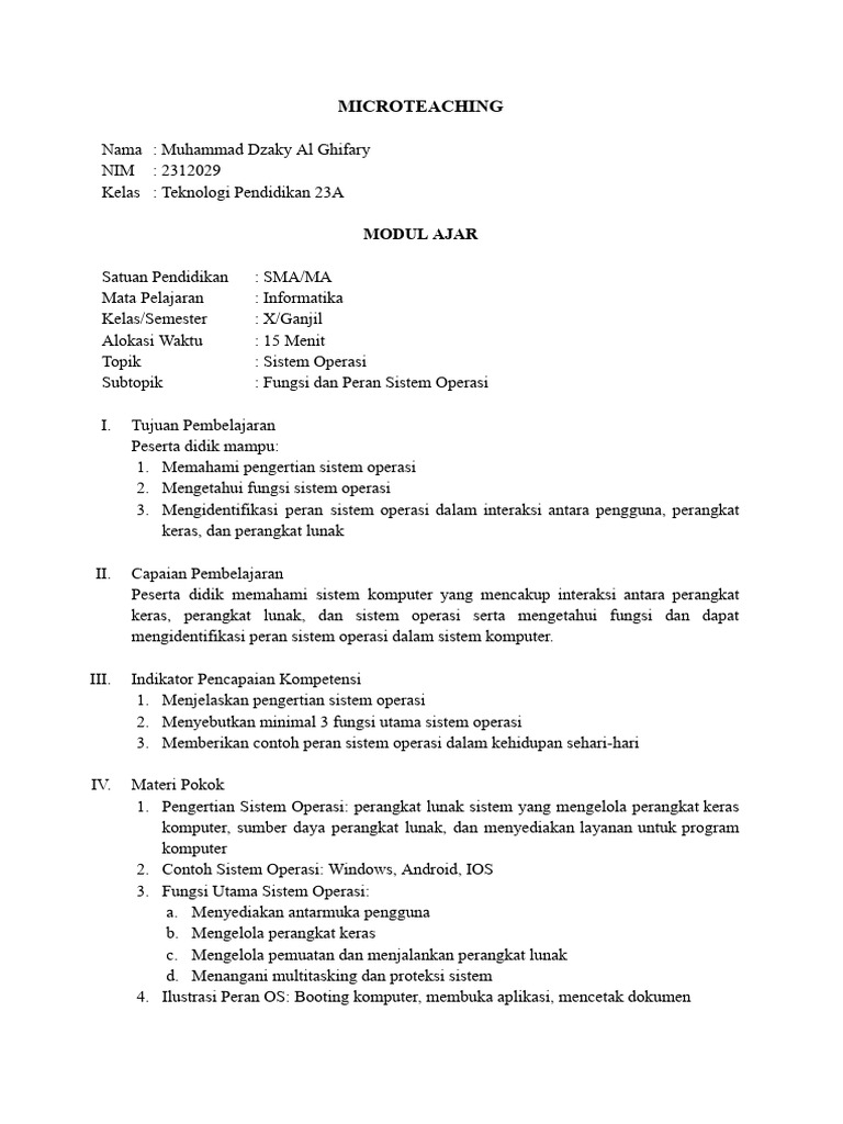 Modul Ajar Microteaching - Cocok | PDF