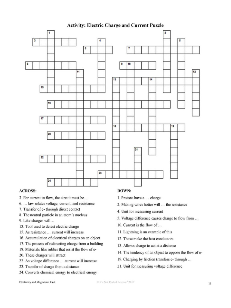 Electric Charge and Current Puzzle Bellringer Kopyası | PDF