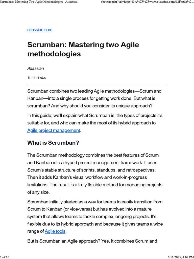 Atlassian - Scrumban - Mastering Two Agile Methodologies | PDF | Scrum (Software Development ...