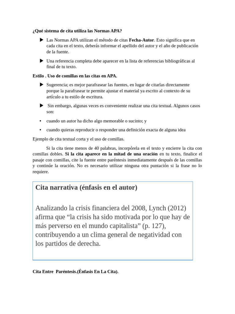 Sistema de Cita Utiliza Las Normas APA 7 | PDF | Estilo apa | Comillas