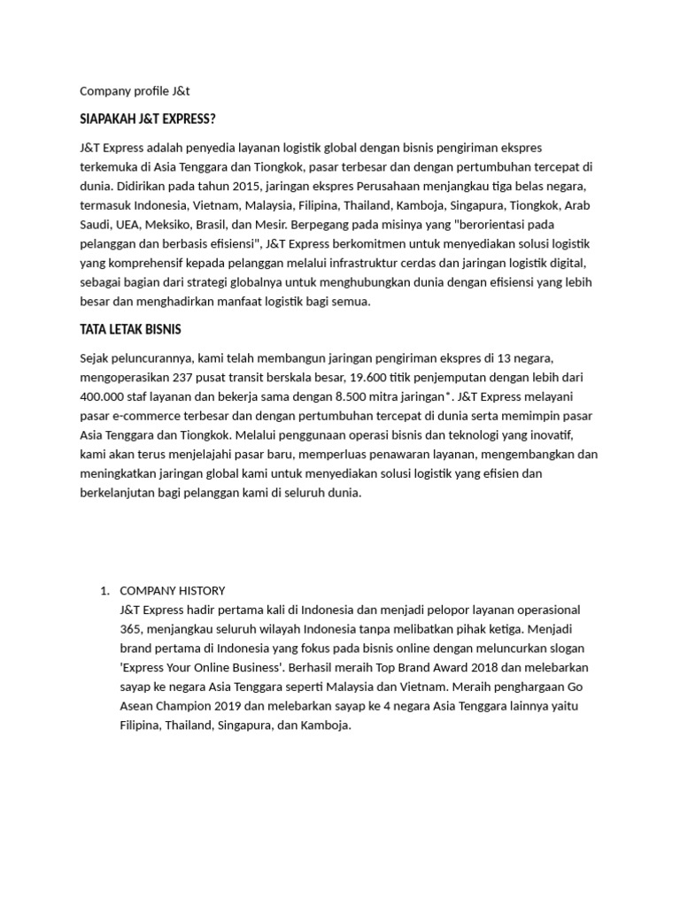 Company Profile JNT | PDF