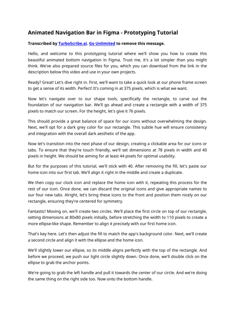 Animated Navigation Bar in Figma - Prototyping Tutorial | PDF | Ellipse ...