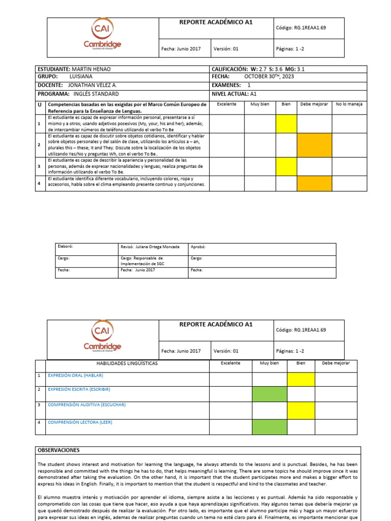 1 Reporte Académico A1 - Martin Heano | PDF | Lingüística | Idiomas