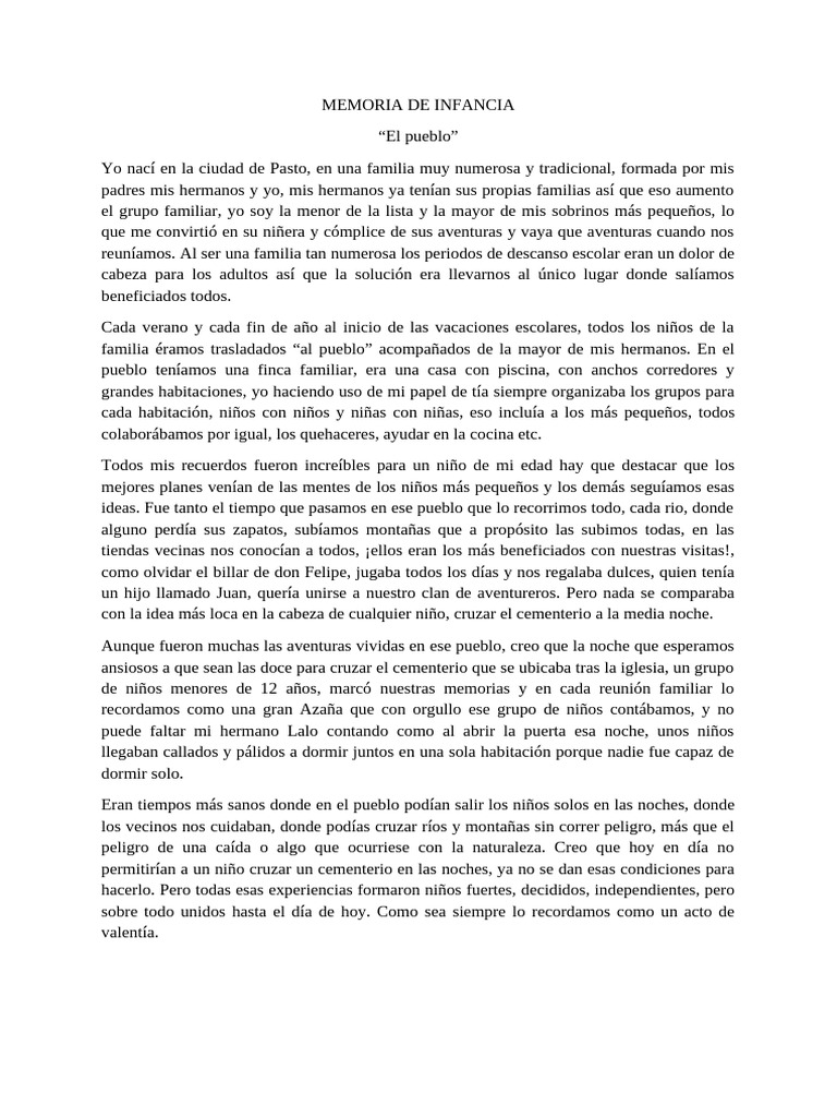 Memorias de Infancia | PDF