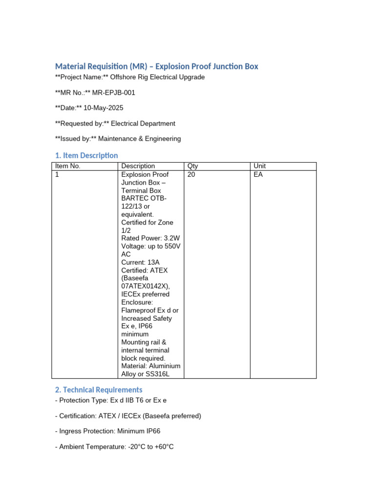 MR Explosion Proof Junction Box Corrected | PDF