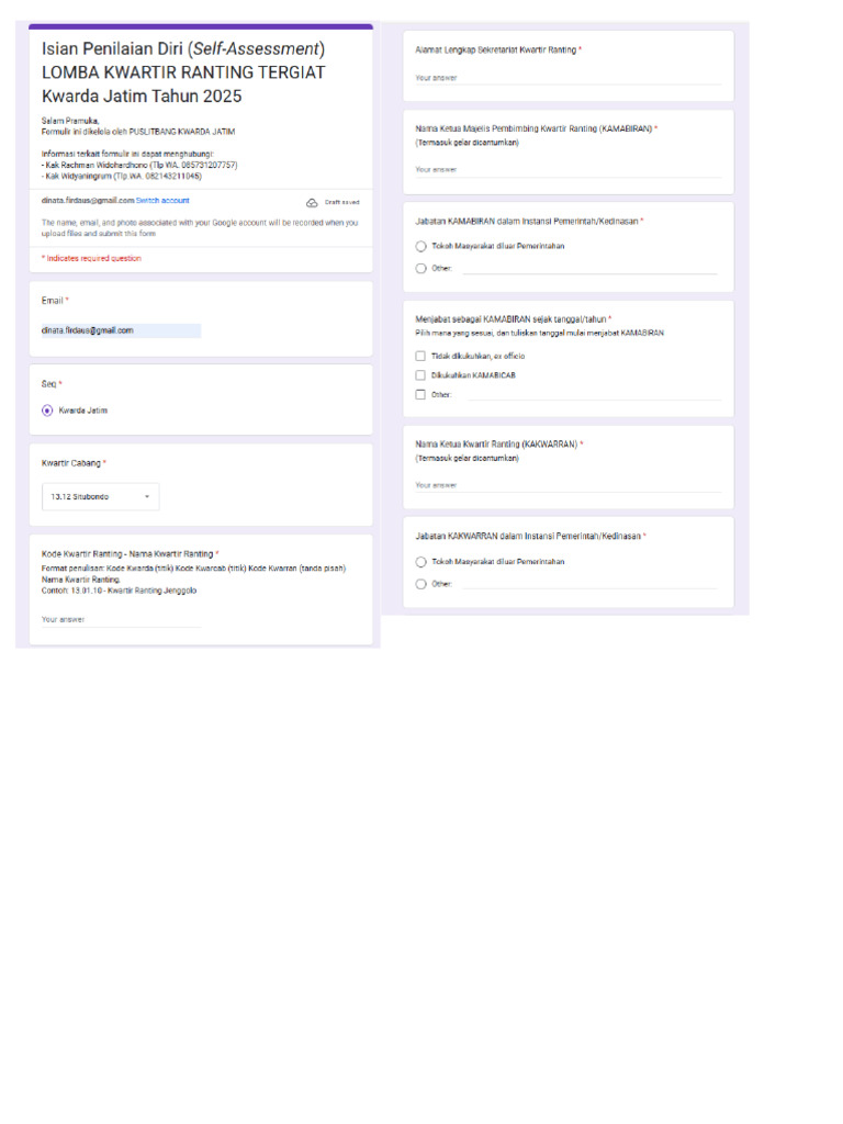 Borang Pengisian Google Form Lomba Kwarran | PDF