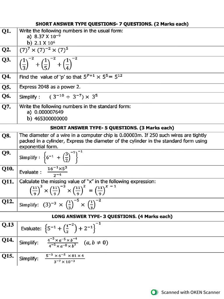 Maths Assignment Class Viii | PDF