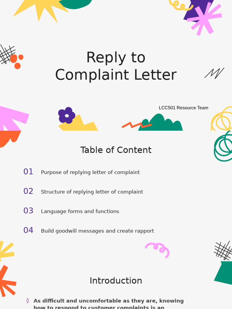 Effective Responses to Complaint Letters | PDF | Human Communication