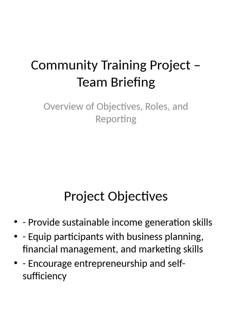 Community Training Project Overview | PDF
