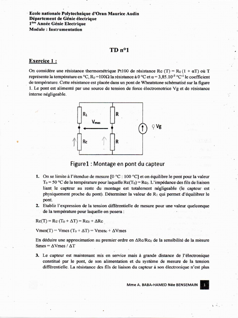 Instru Fiche-Td 1 | PDF