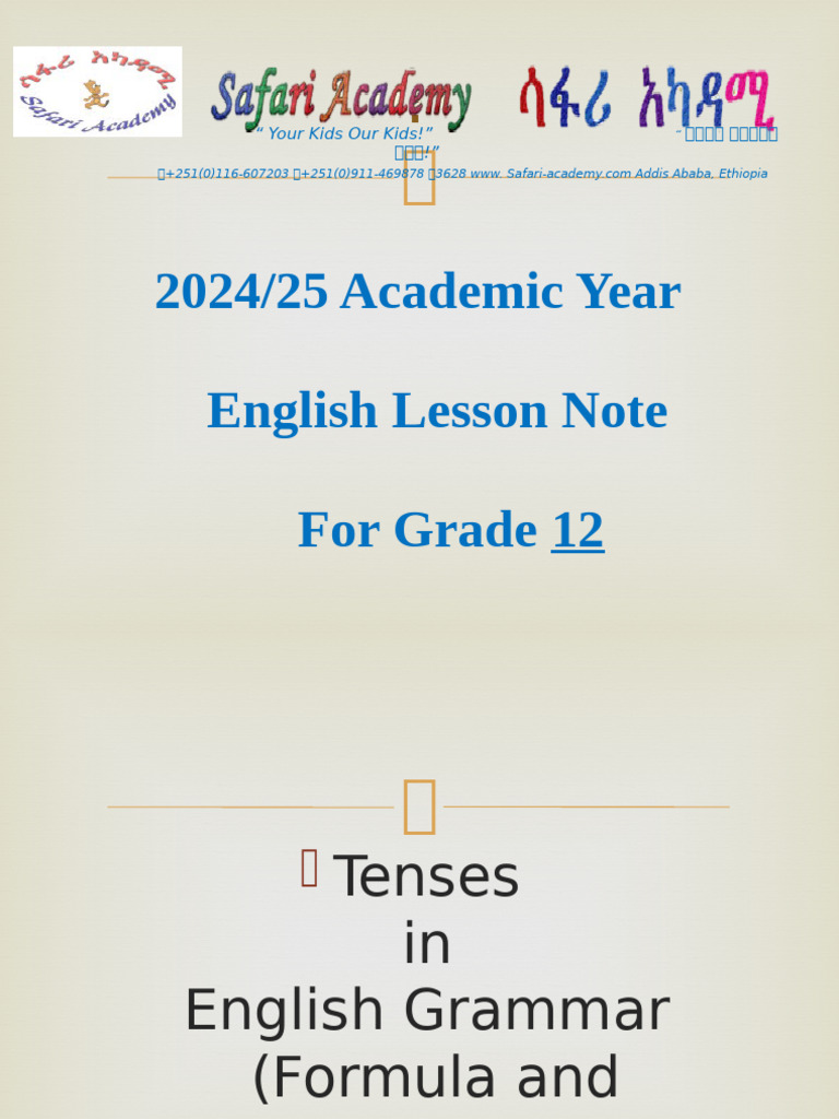 English Lesson Note For Grade 12 | PDF | Perfect (Grammar) | Verb