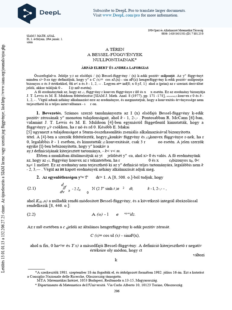 Square of The Zeros of Bessel Functions - Elbert Hu | PDF