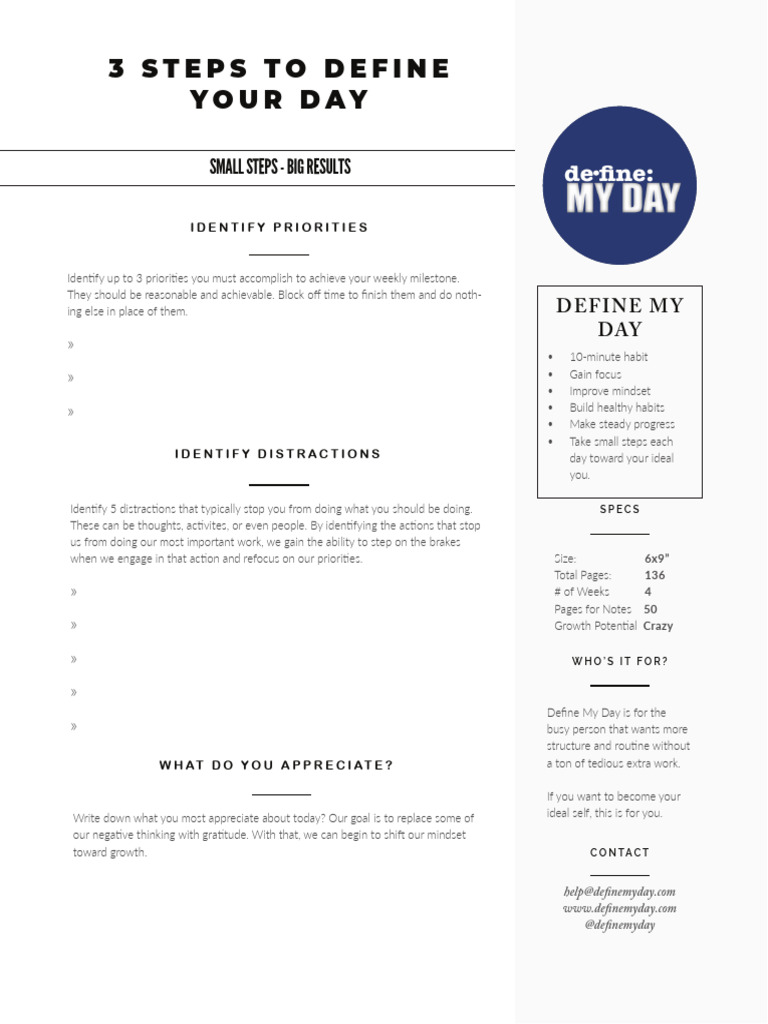 3 Steps To Define My Day | PDF | Psychology | Psychological Concepts