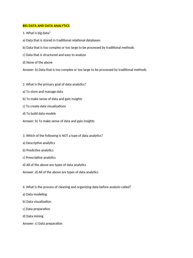 MCQs Topic 2.2 Big Data and Data Analytics | PDF | Analytics | Big Data