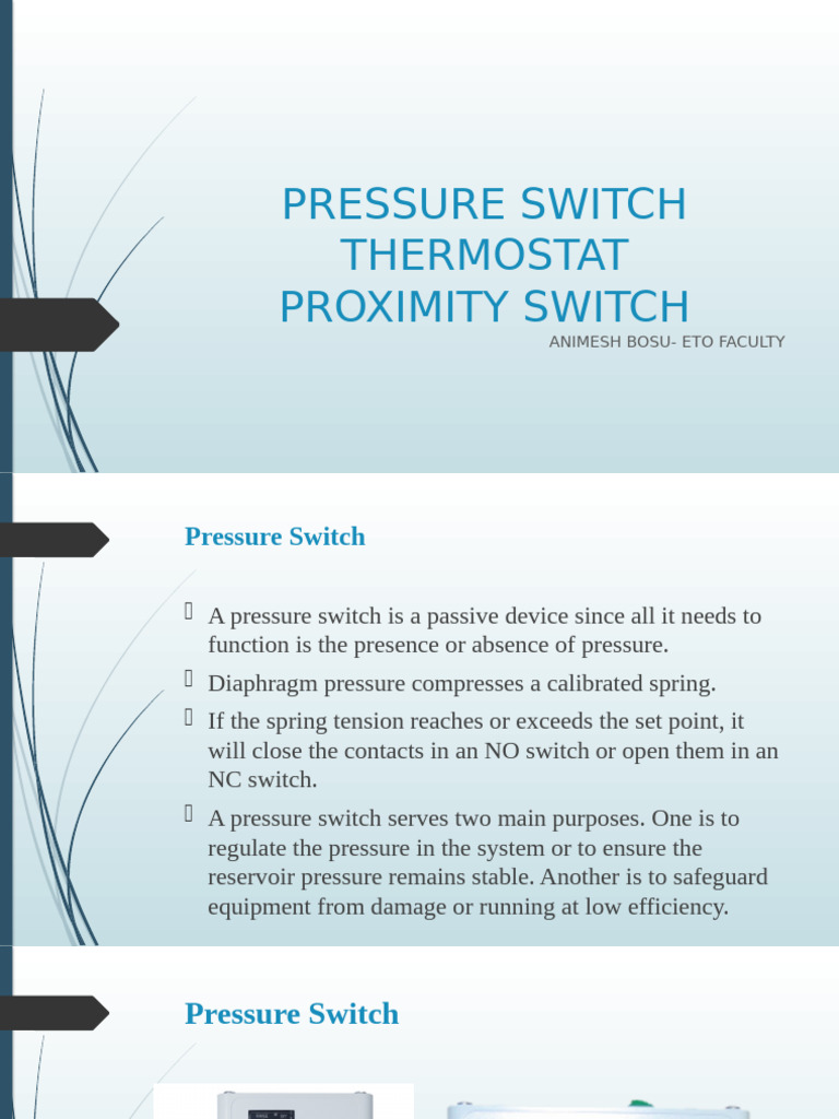 Pressure Transmitter Thermostat RPM Sensor | PDF