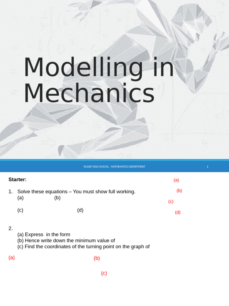 Mechanics Modelling in Mathematics | PDF | Force | Velocity