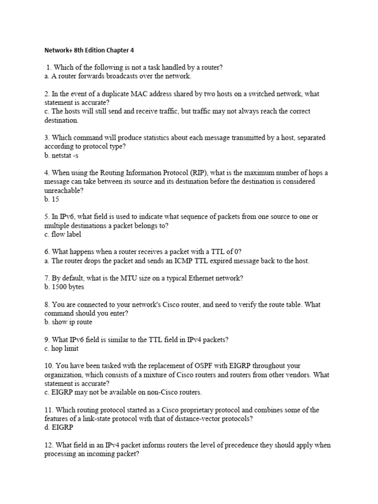 Network+ 8th Edition Chapter 4 | PDF | Communications Protocols ...
