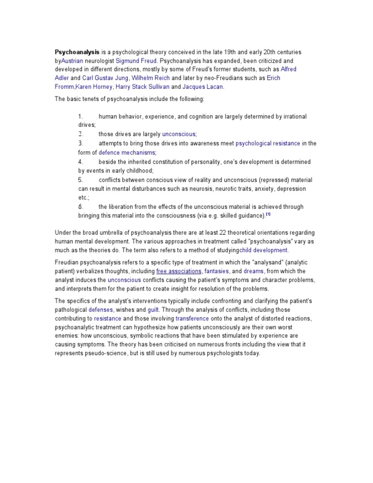 Understanding Psychoanalysis and Its Theories | PDF