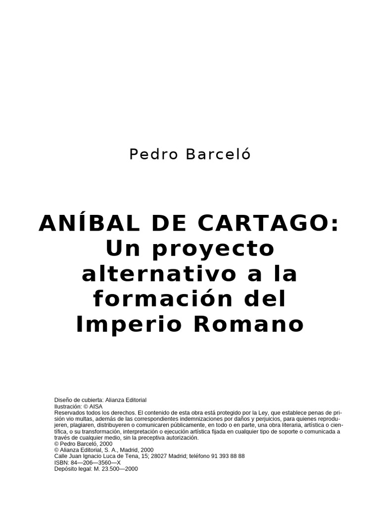 Barceló, Pedro - Anibal de Cartago | PDF | Cartago antigua | Hannibal