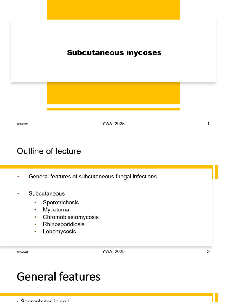 3 Subcutaneous Mycoses 2025 | PDF | Medical Specialties | Diseases And Disorders