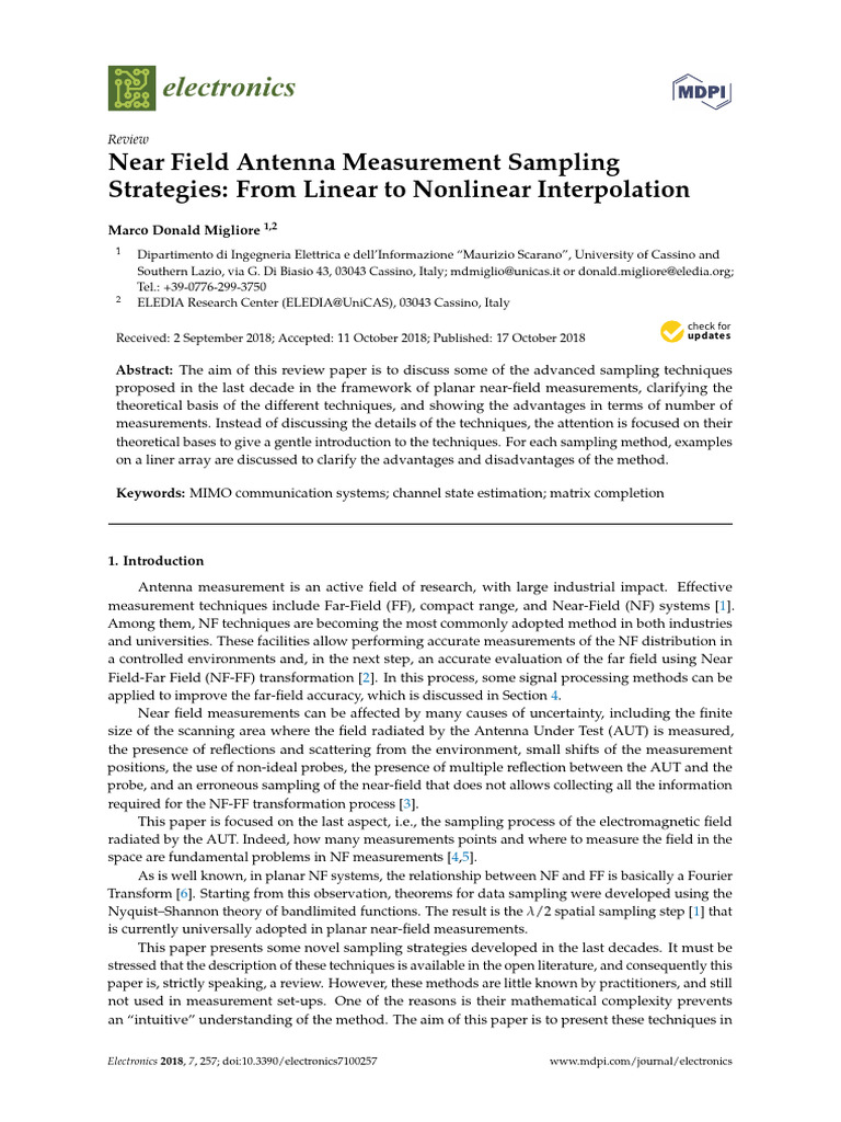 Near Field Antenna Measurement Sampling Strategies From Linear To ...