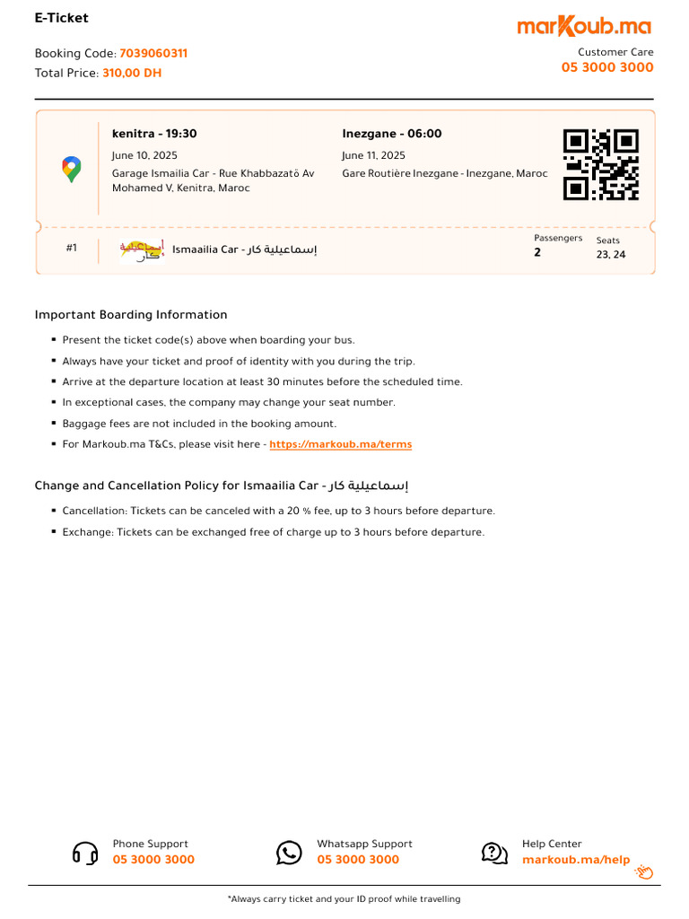 Markoub 7039060311 Eticket | PDF