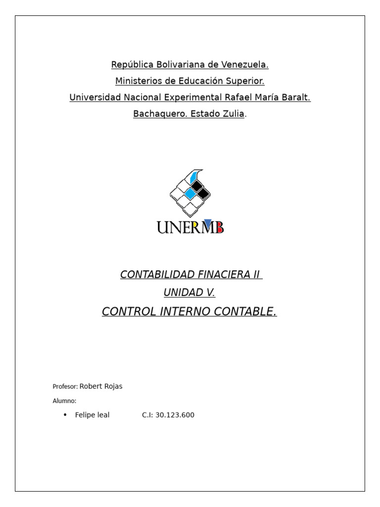 Control Interno Contable Unida V | PDF | Bancos | Auditoría