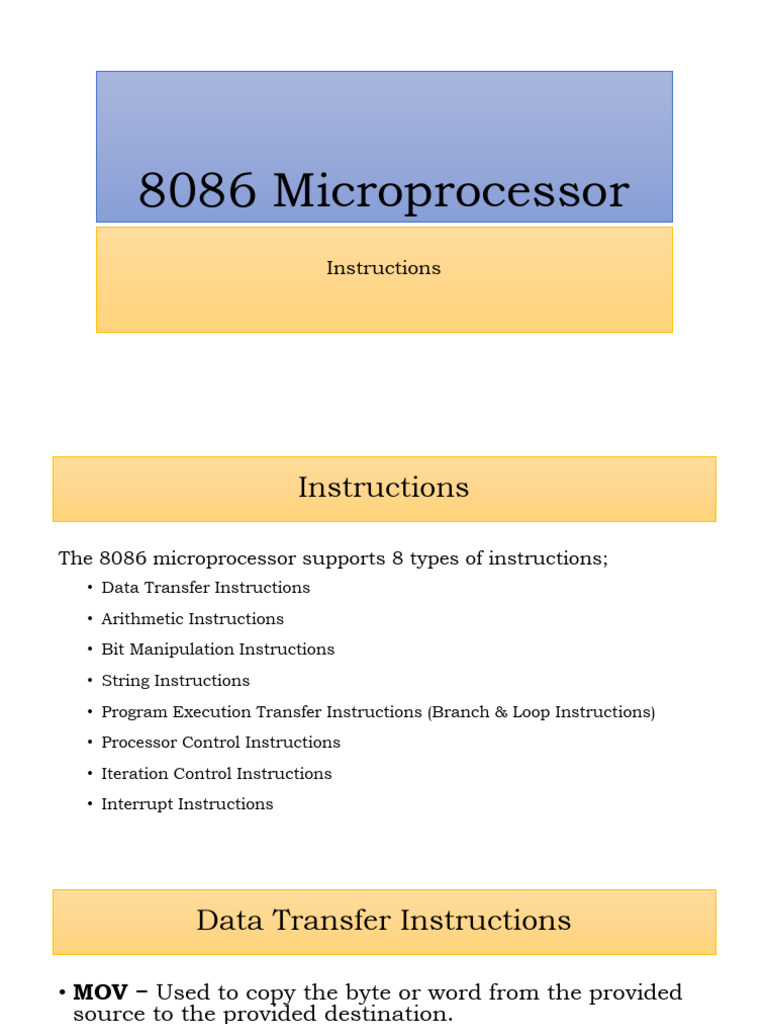 24th April 8086 Instructions | PDF | Multiplication | Subtraction