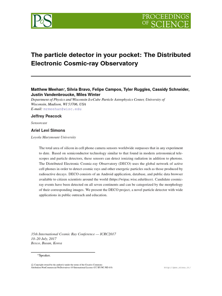The Particle Detector in Your Pocket The | PDF | Cosmic Ray | Statistical Classification