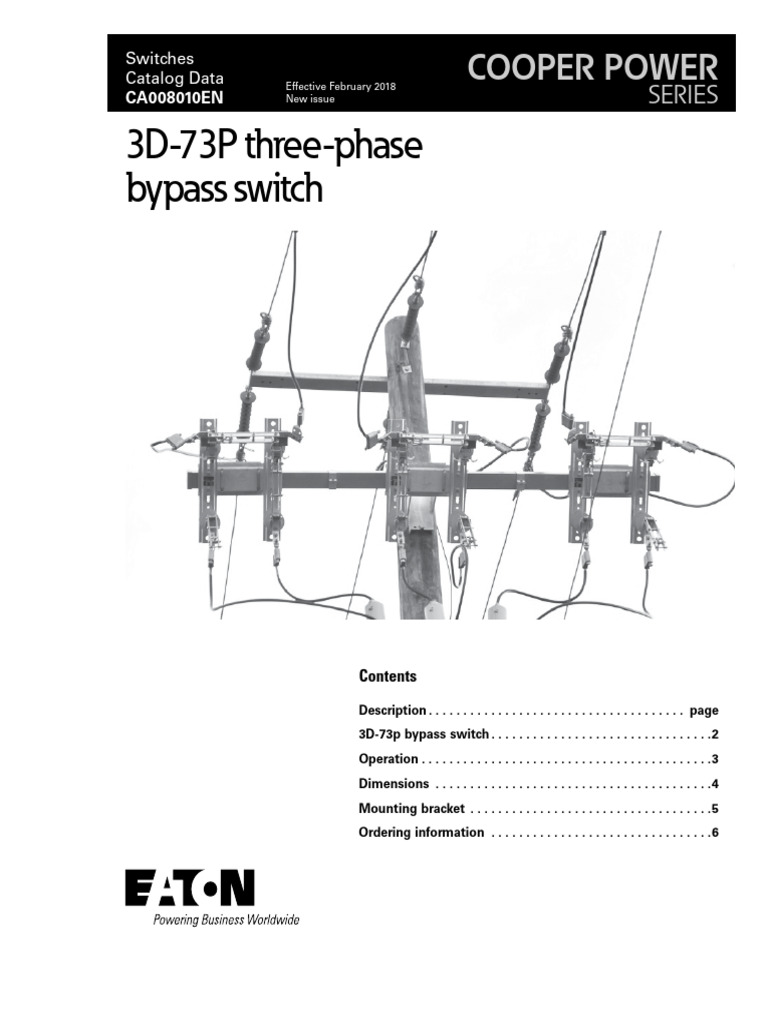 3d 73p Three Phase Bypass Switch Catalog Ca008010en | PDF | Switch | Electrical Connector