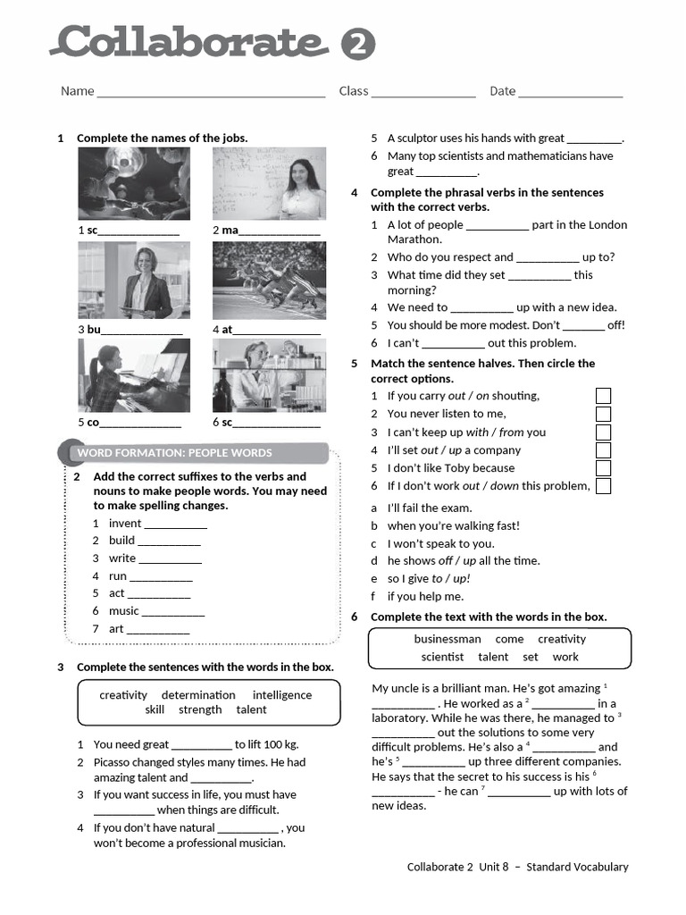 Job Vocabulary and Phrasal Verbs Guide | PDF | Word | Linguistic Typology