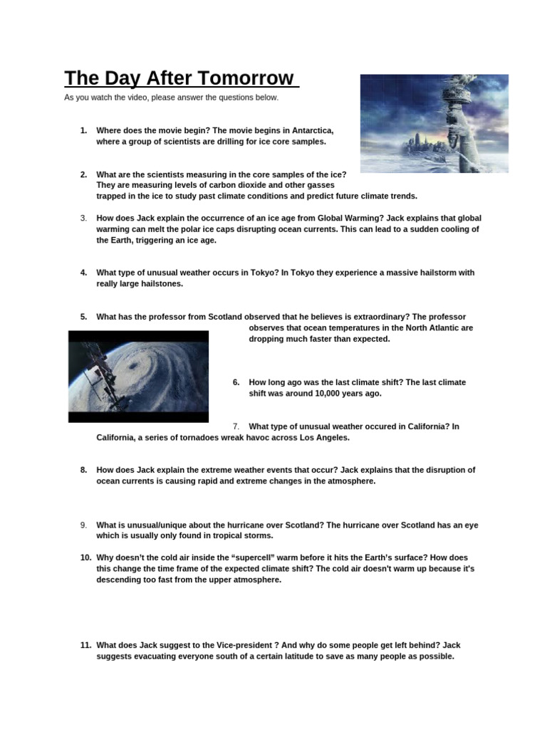 The Day After Tomorrow Movie Sheet | PDF | Ice | Weather