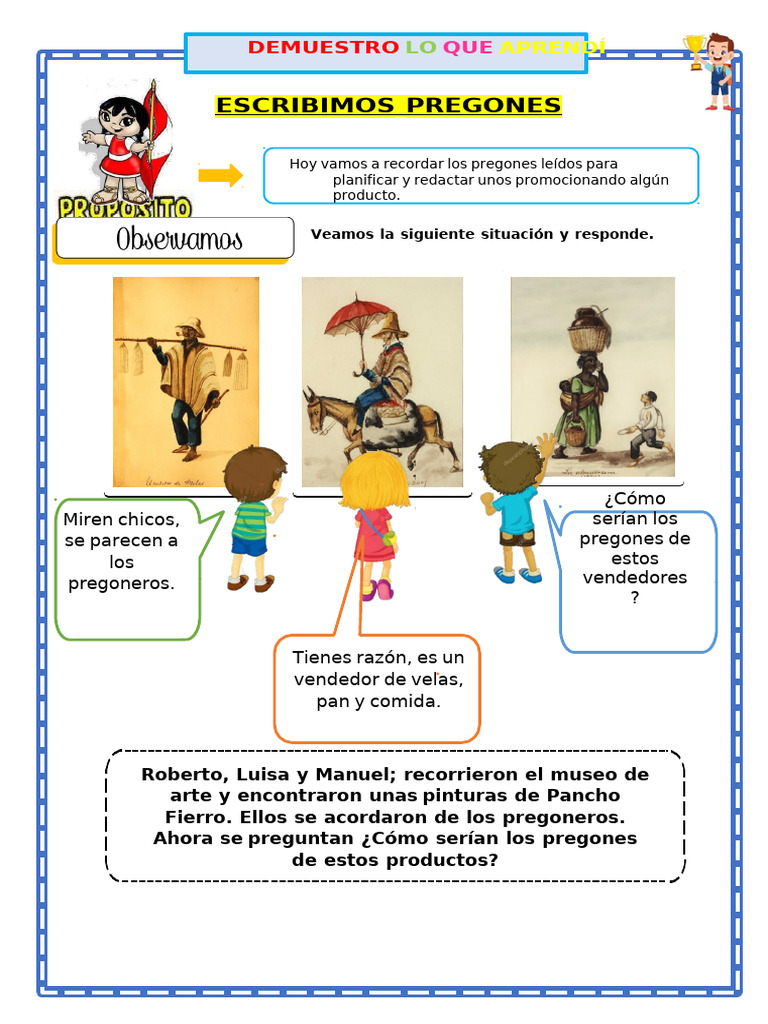 Fichas 10 de Junio Com. Escribimos Pregones | PDF