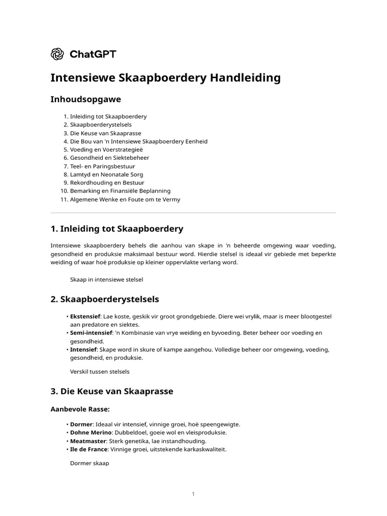 Intensiewe Skaap Handleiding | PDF