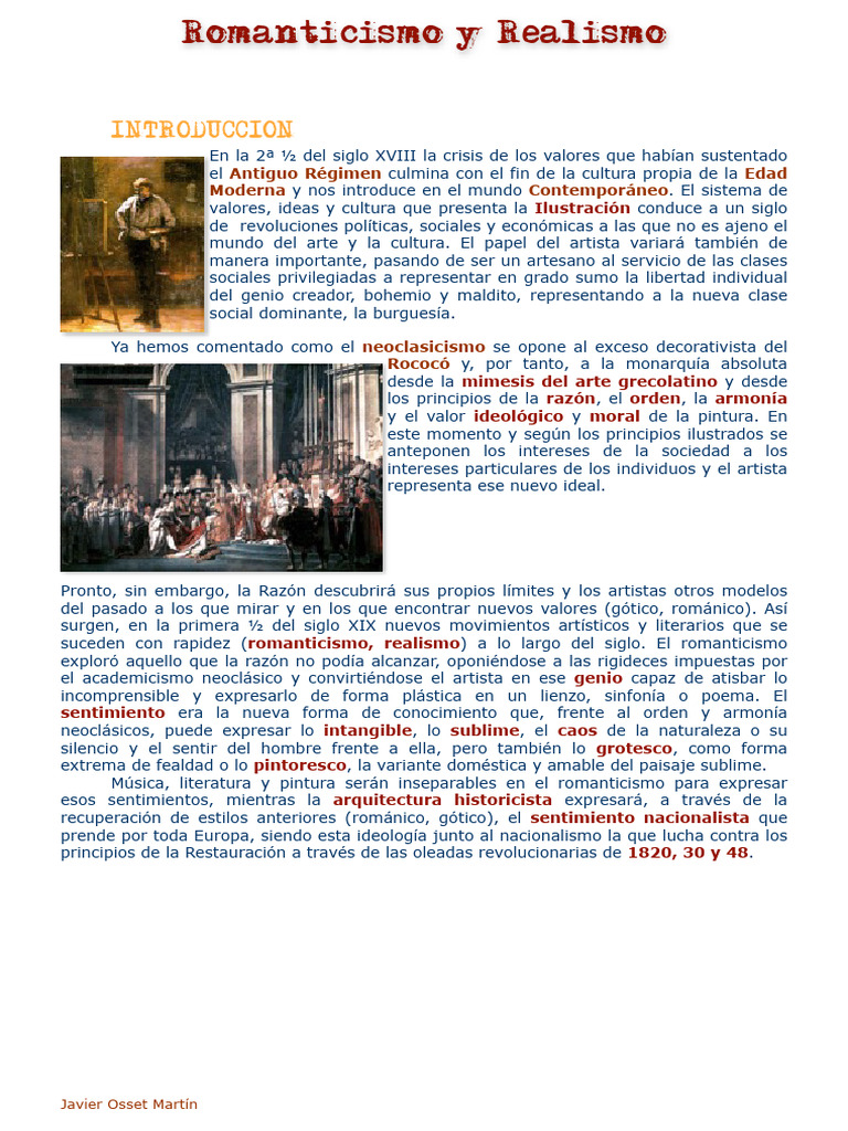 APUNTES Romanticismo y Realismo2 | PDF | Romanticismo | Realismo (Artes)