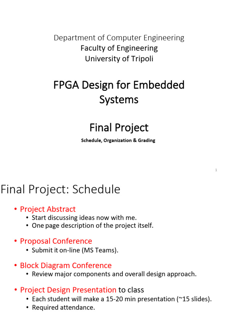 FPGA Design For Embedded Systems - Final Project | PDF | Methodology | Cognition