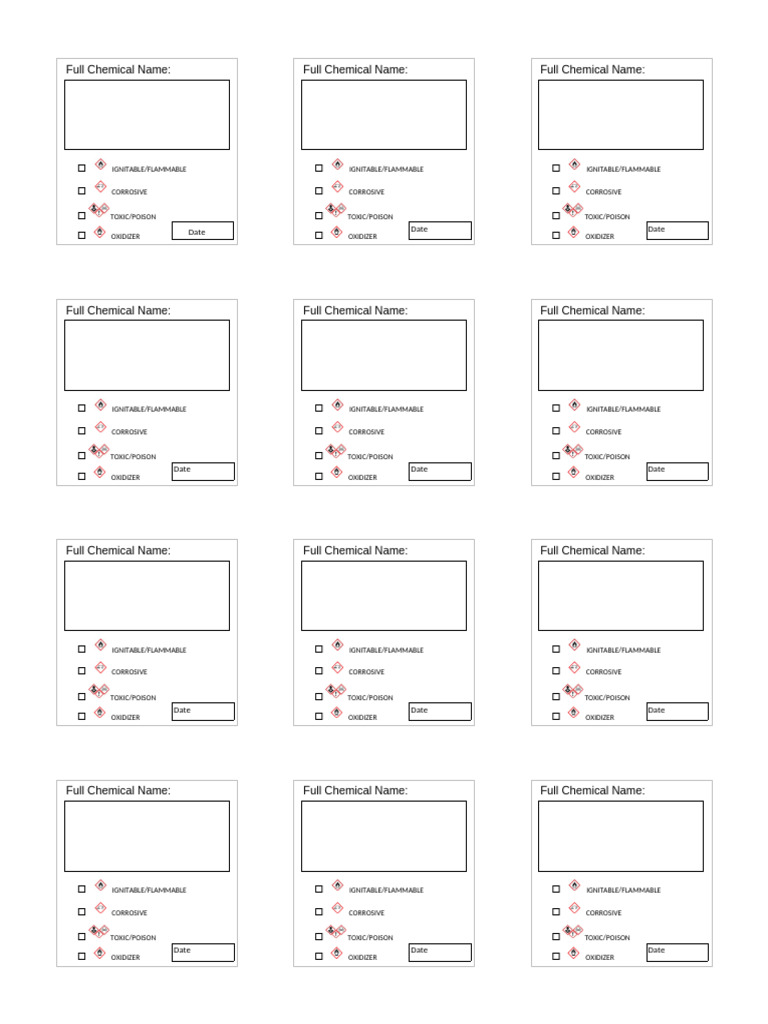 Laboratory Labels Stickers Ghs Chemical Secondary Containment Label ...