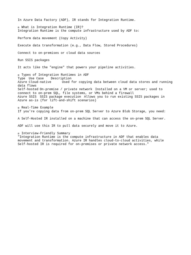 Intergration runtime | PDF