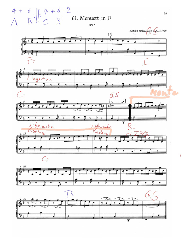 Mozart Menuett KV5 | PDF