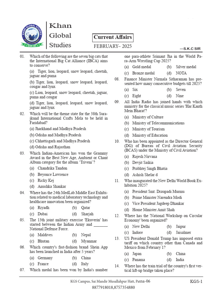 Current Affairs Feb English - 9693730615 | PDF