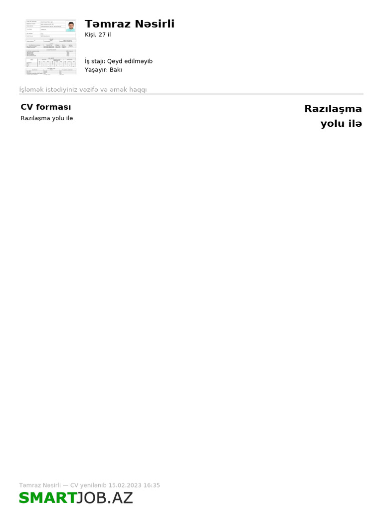 Temraz Nesirli CV Formasi | PDF