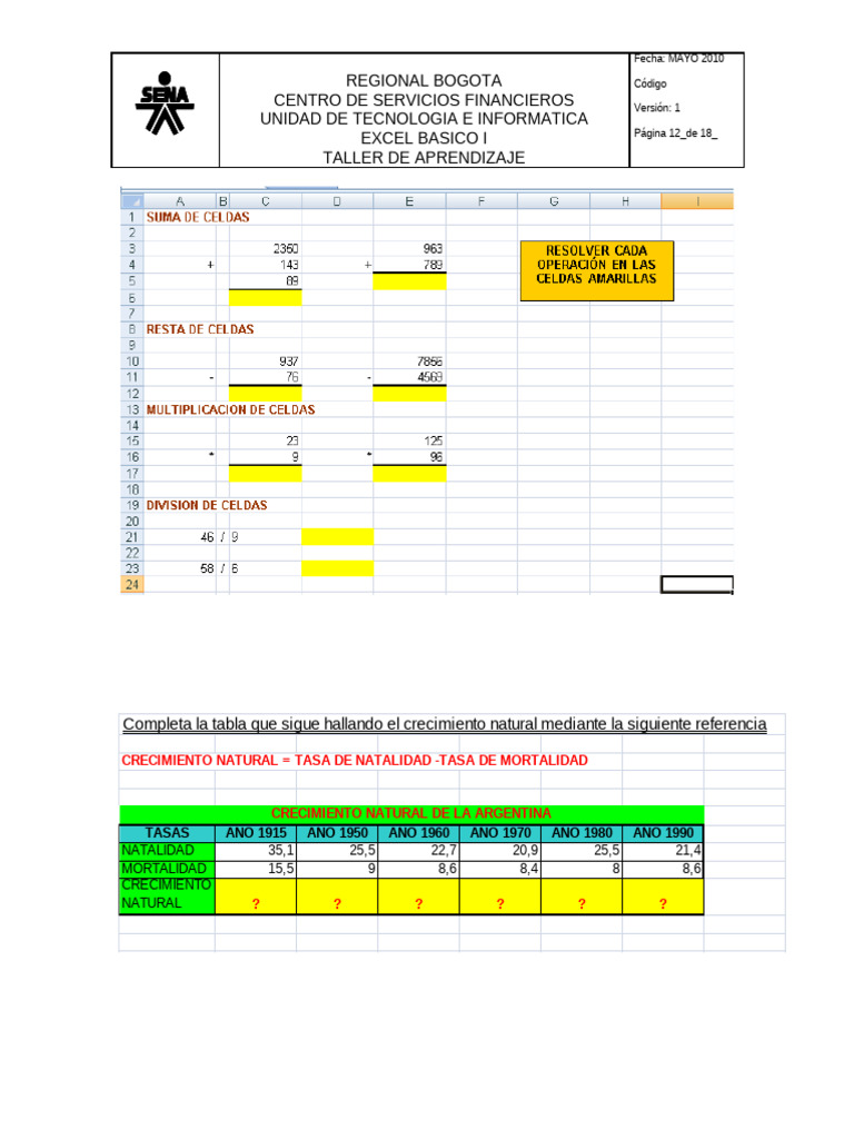 Taller Básico Excel | PDF