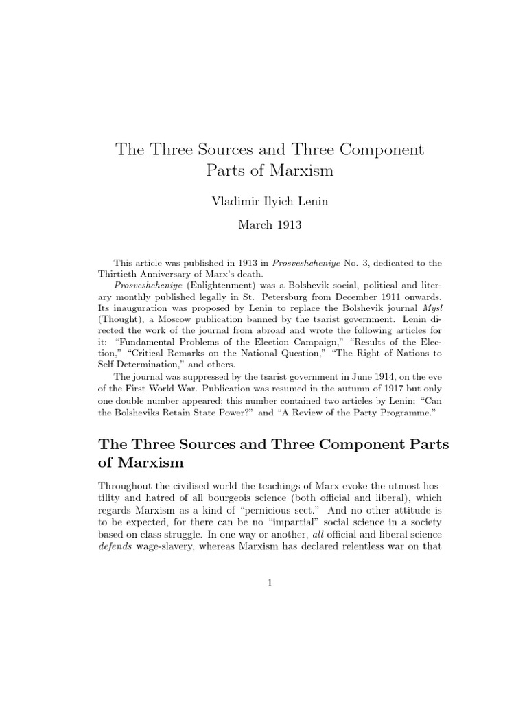 The Three Sources and Three Component Parts of Marxism | PDF | Karl ...
