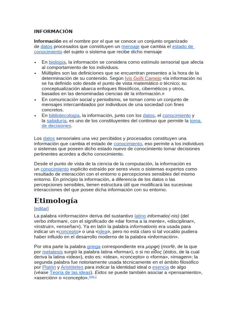 Definición y características de la información | PDF | Información