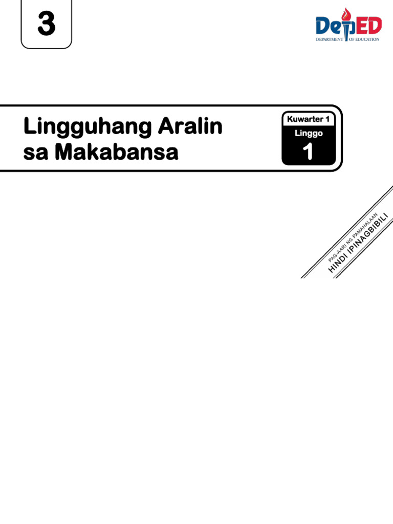 LE Makabansa 3 Q1 Week1 v.2 | PDF