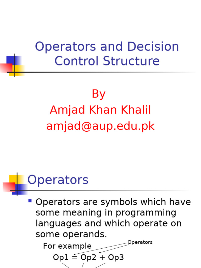 Operators and Decision Control Structure | PDF | Arithmetic | Mathematics