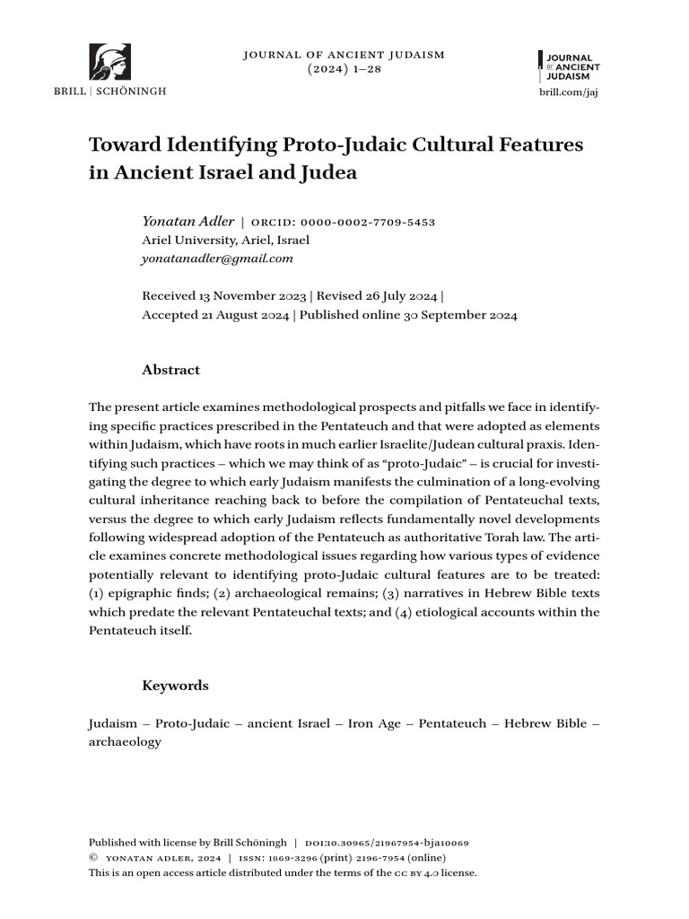 Toward Identifying Proto Judaic Cultural | PDF | Torah | Israelites