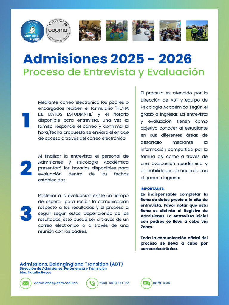 Admisiones 2025 - 2026 | PDF